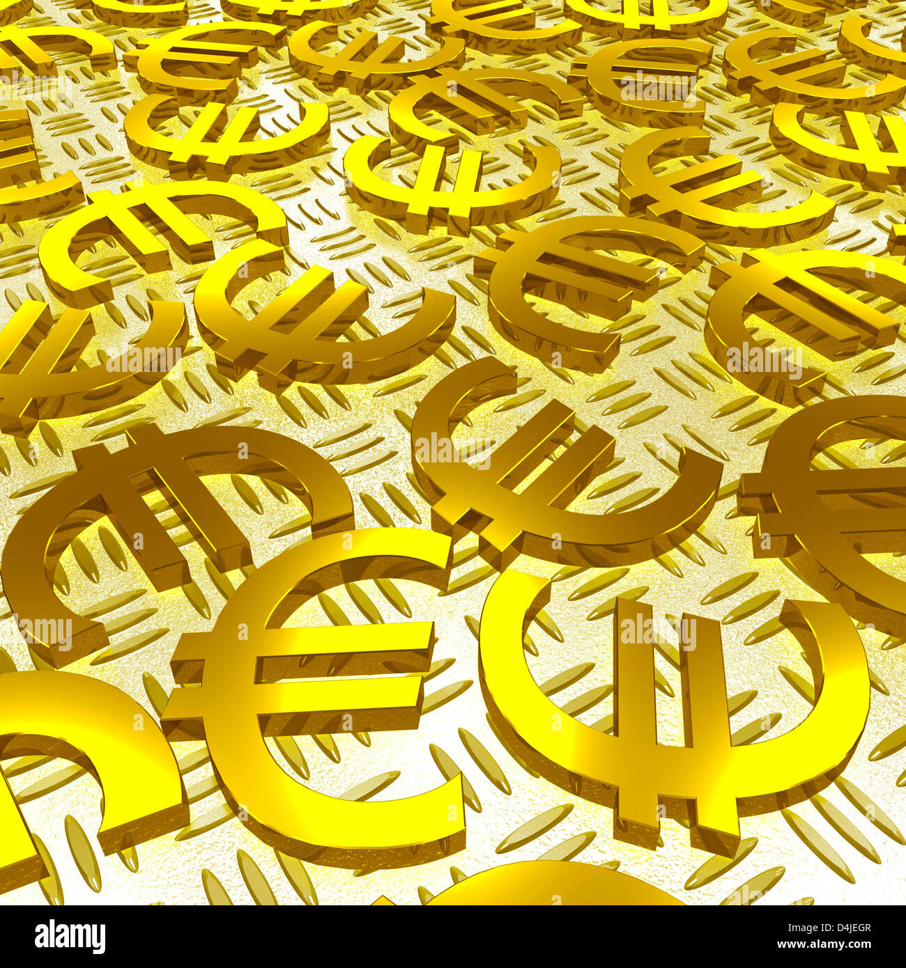 Euro Symbols Over The Floor Shows European Finances And Wealth Stock ...