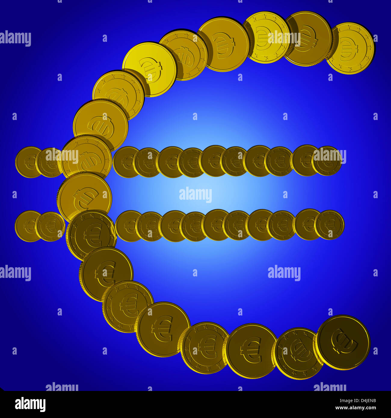 Coins Euro Symbol Shows European Sales Or Business Stock Photo - Alamy