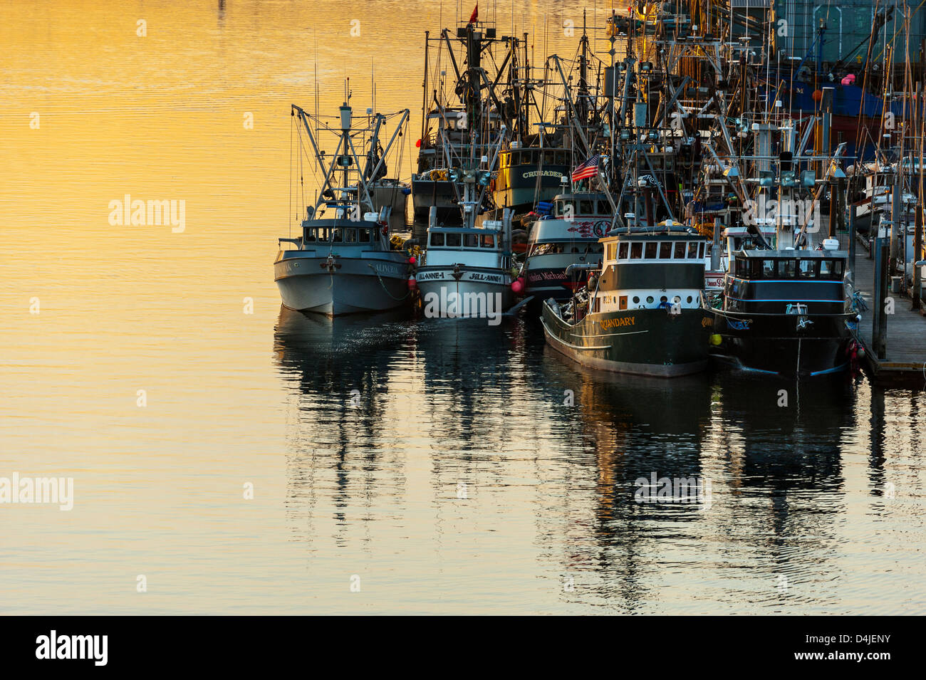 Commercial fishing vessels docked at Alaska Native Brotherhood harbor ...