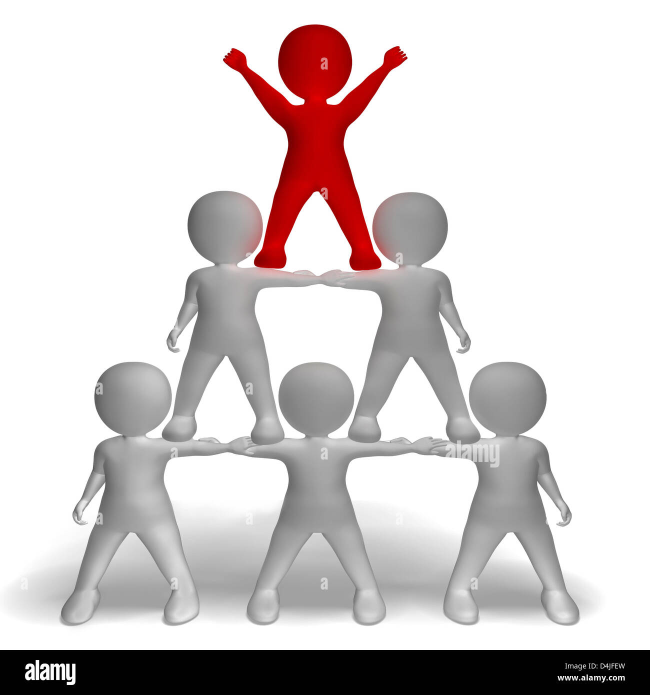 3d Character Pyramid Shows Hierarchy And Teamwork Stock Photo - Alamy