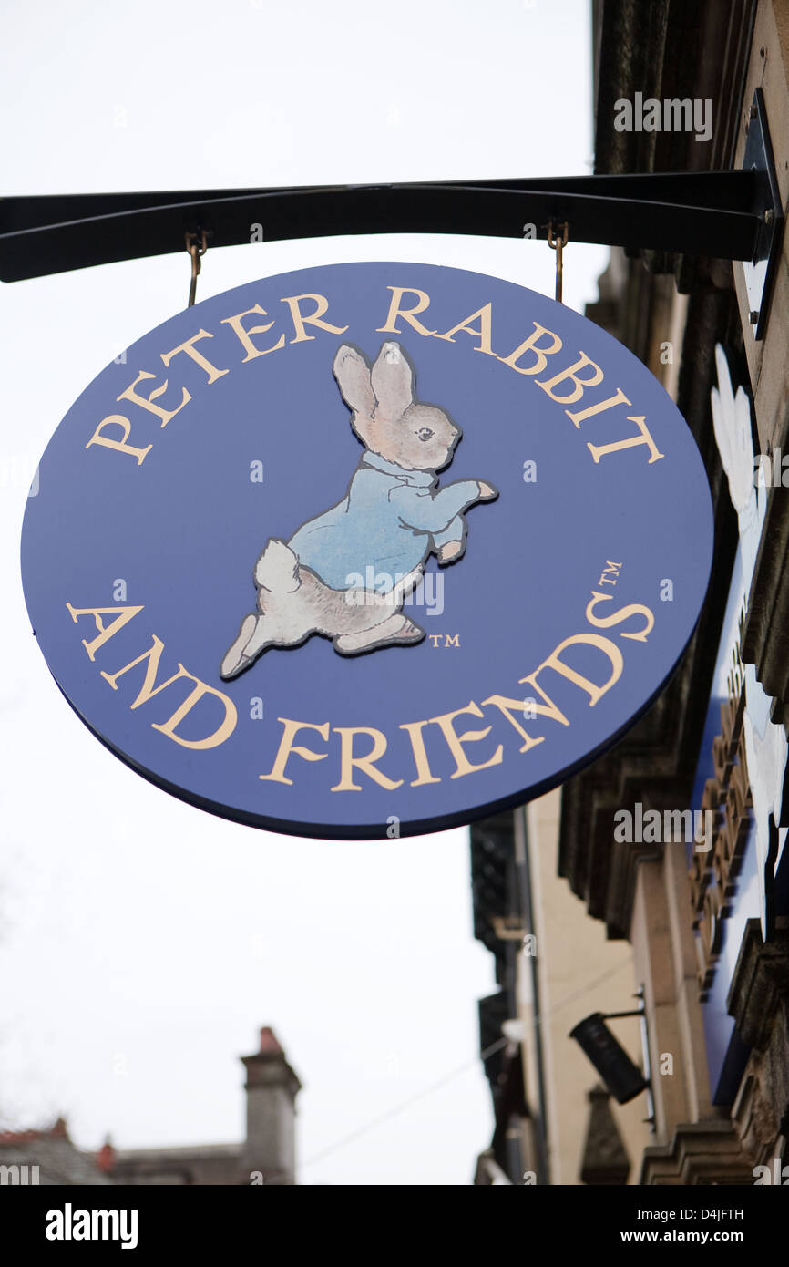 Peter Rabbit and friends sign in Windermere in the Lake District Stock ...