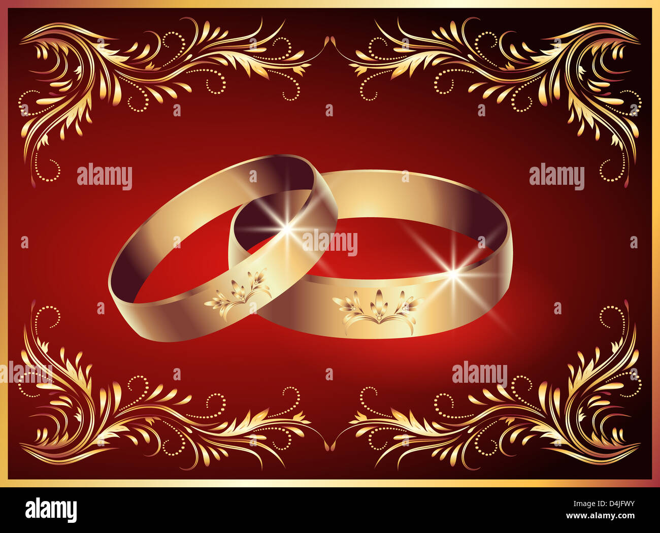 Card with wedding rings Stock Photo - Alamy