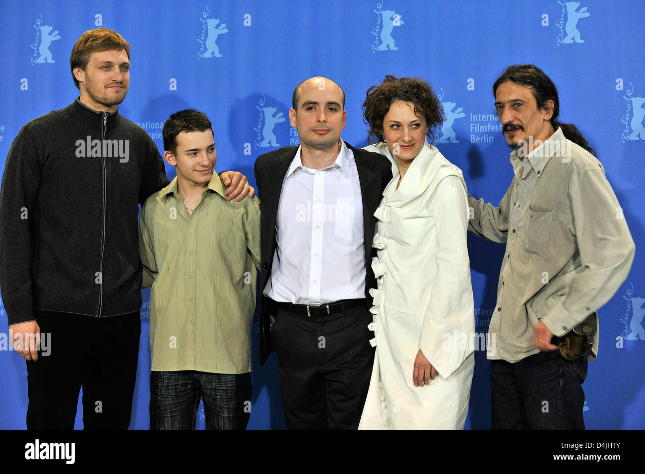Actors Lazlo Matray (L-R), Norbert Tanko, director Peter Strickland and ...