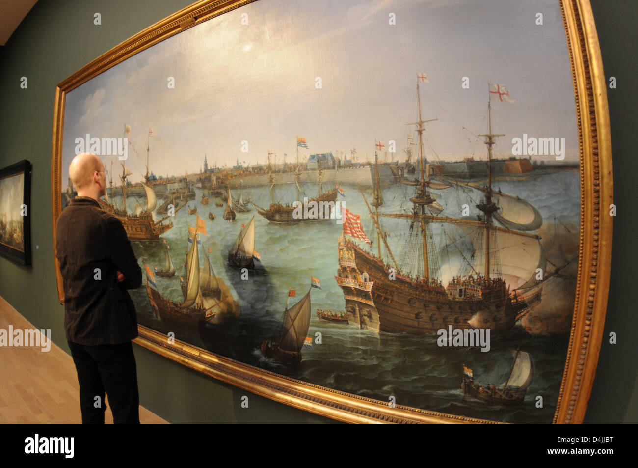 A visitor looks at Hendrick Vroom? ?Arrival of Friedrich V. von der ...