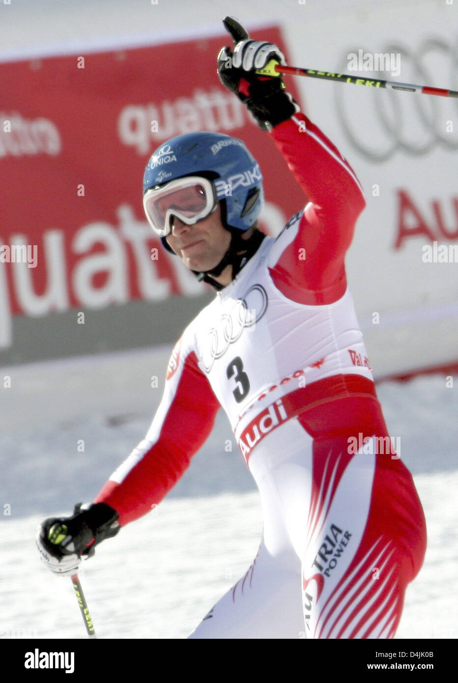 Austria?s Benjamin Raich celebrates winning the silver medal in the ...