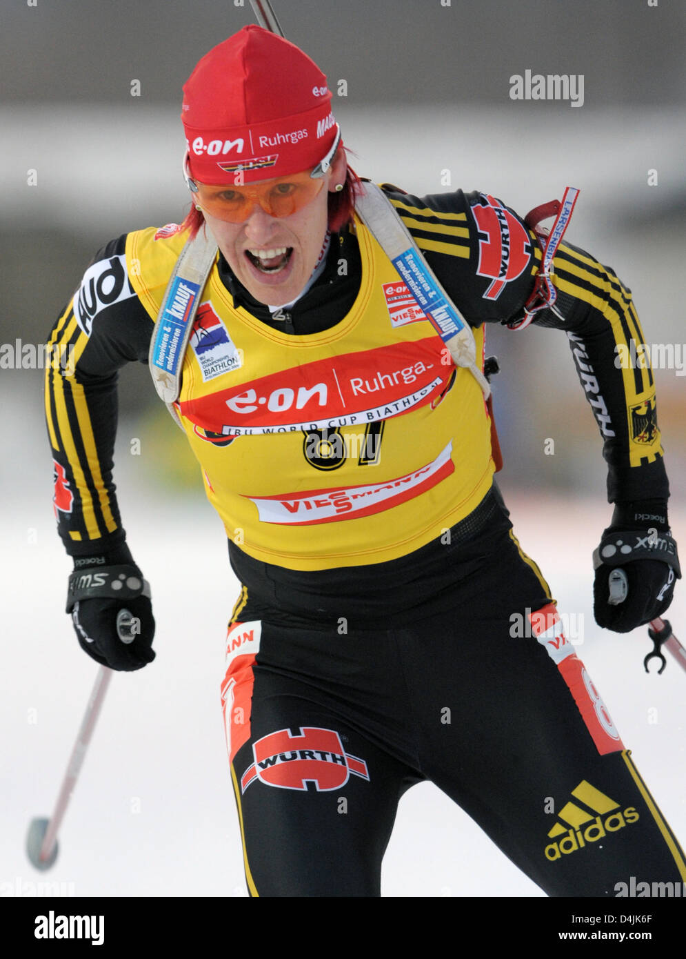 German biathlet Kati Wilhelm seen in action during the women?s 7.5 km ...