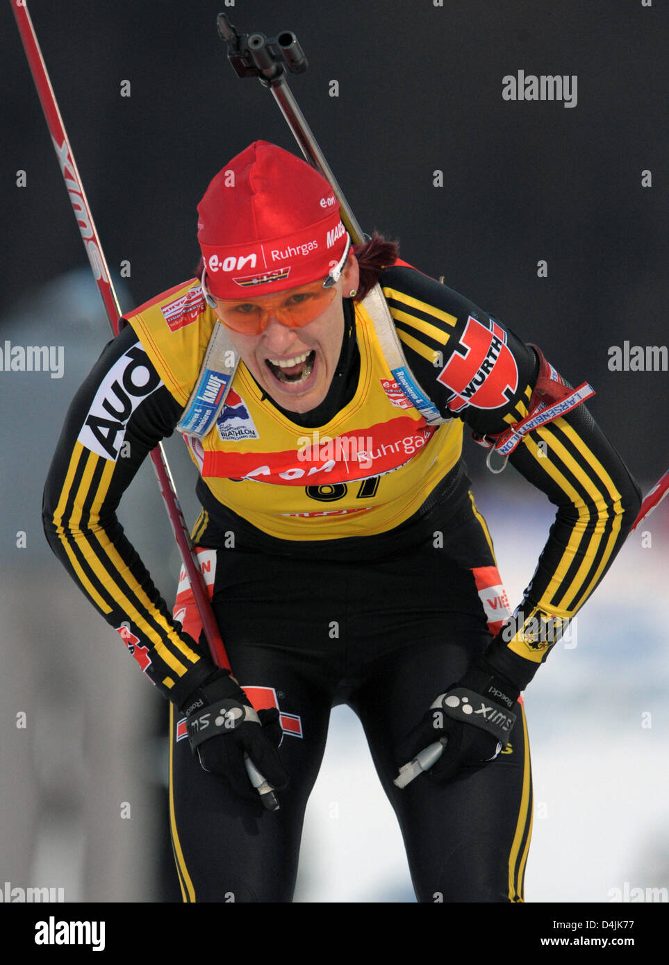 German biathlet Kati Wilhelm seen in action during the women?s 7.5 km ...
