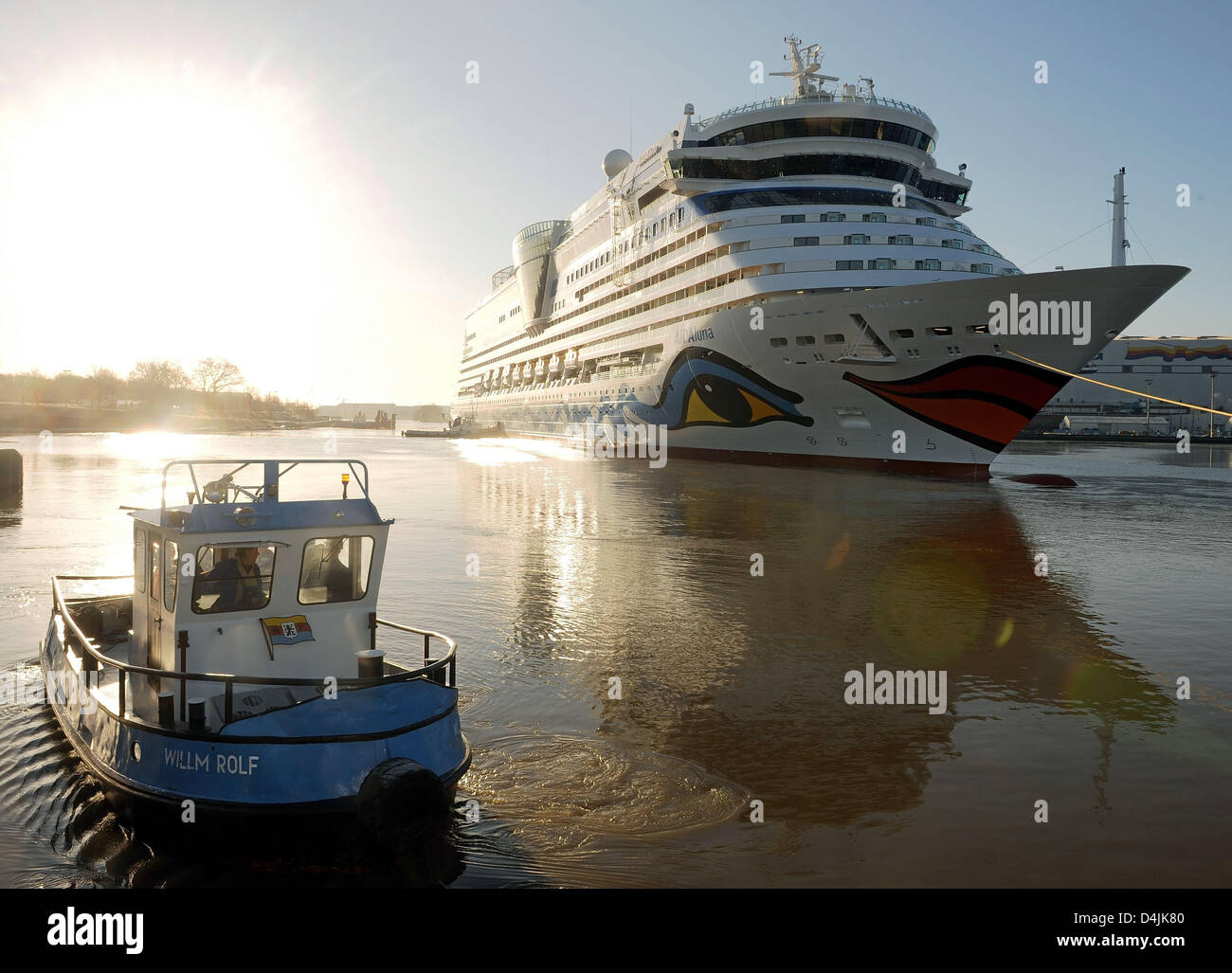 The new 252 m long cruise ship ?AIDAluna? of Meyer Werft lies in the ...