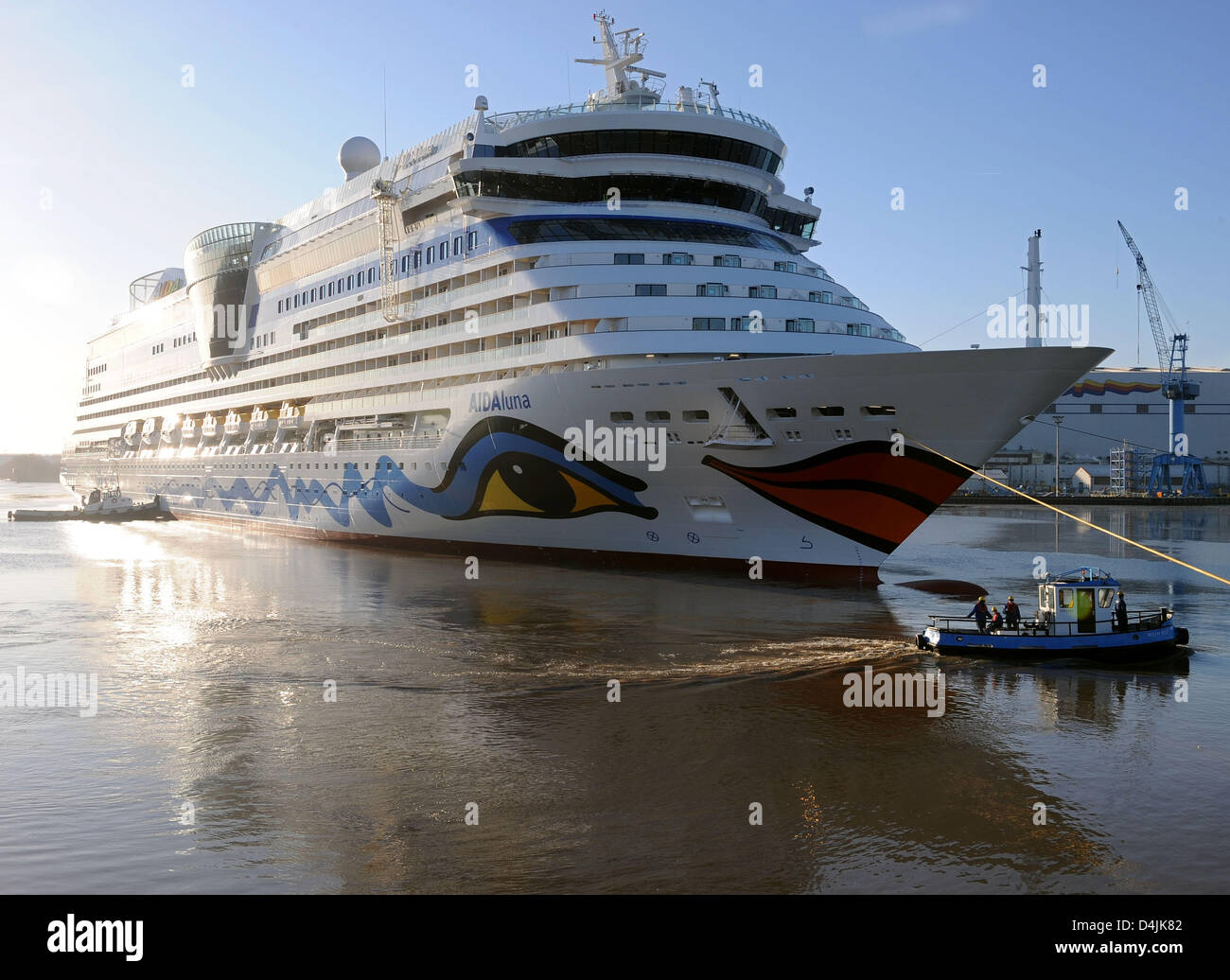The new 252 m long cruise ship ?AIDAluna? of Meyer Werft lies in the ...