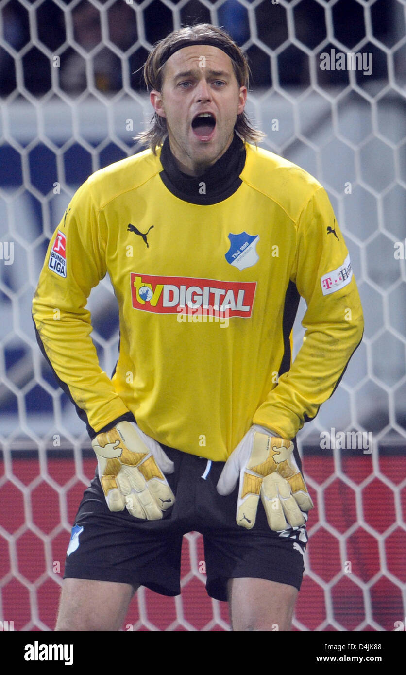 Hoffenheim?s goalie Timo Hildebrand seen in action during the German ...