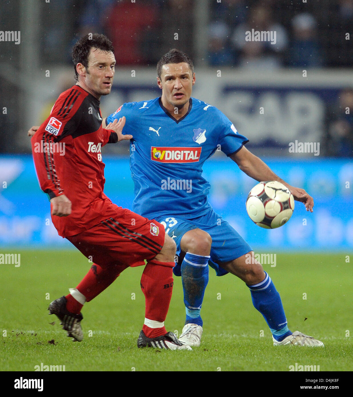 Hoffenheim?s Sejad Salihovic and Leverkusen?s Marcel Risse seen in ...
