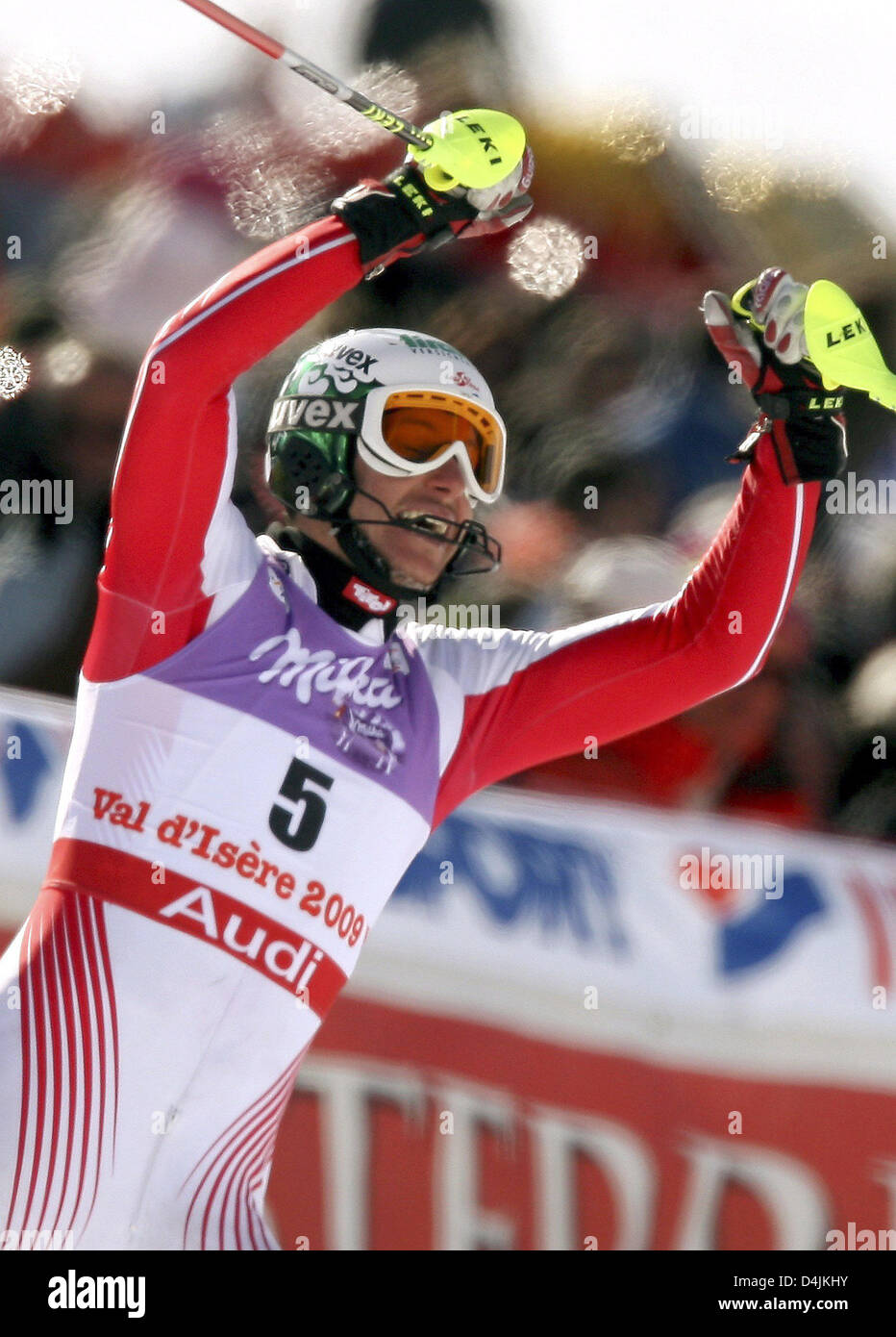 Manfred Pranger of Austria celebrates in the finish area after winning ...