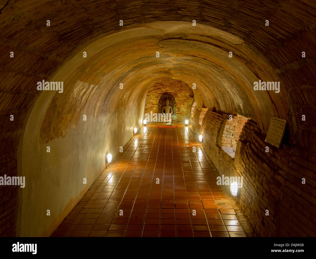 Buddha statue in an underground tunnel in temple Wat U Mong in Chiang ...