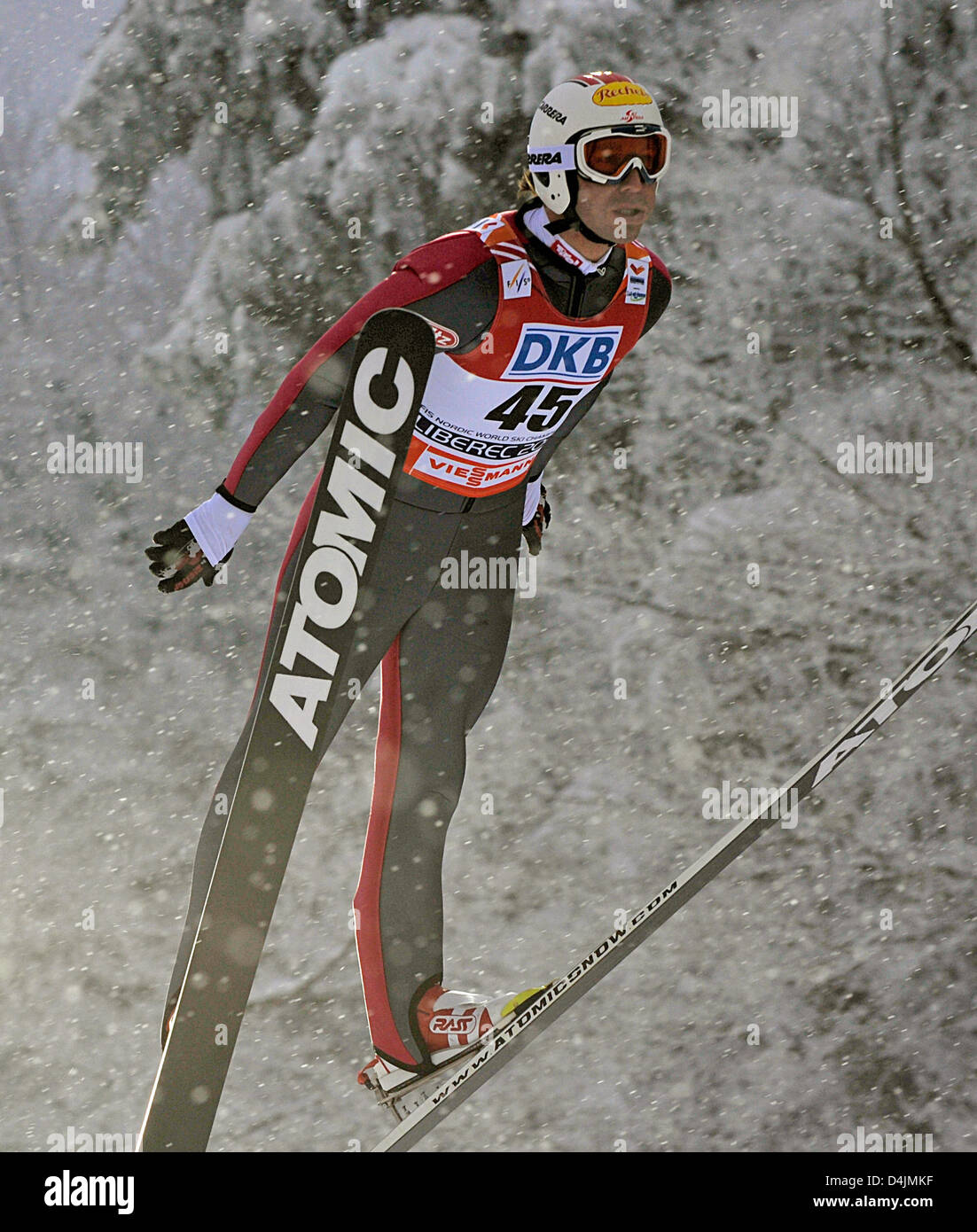 Austrian nordic combined athlete Christoph Bieler is airborne during ...