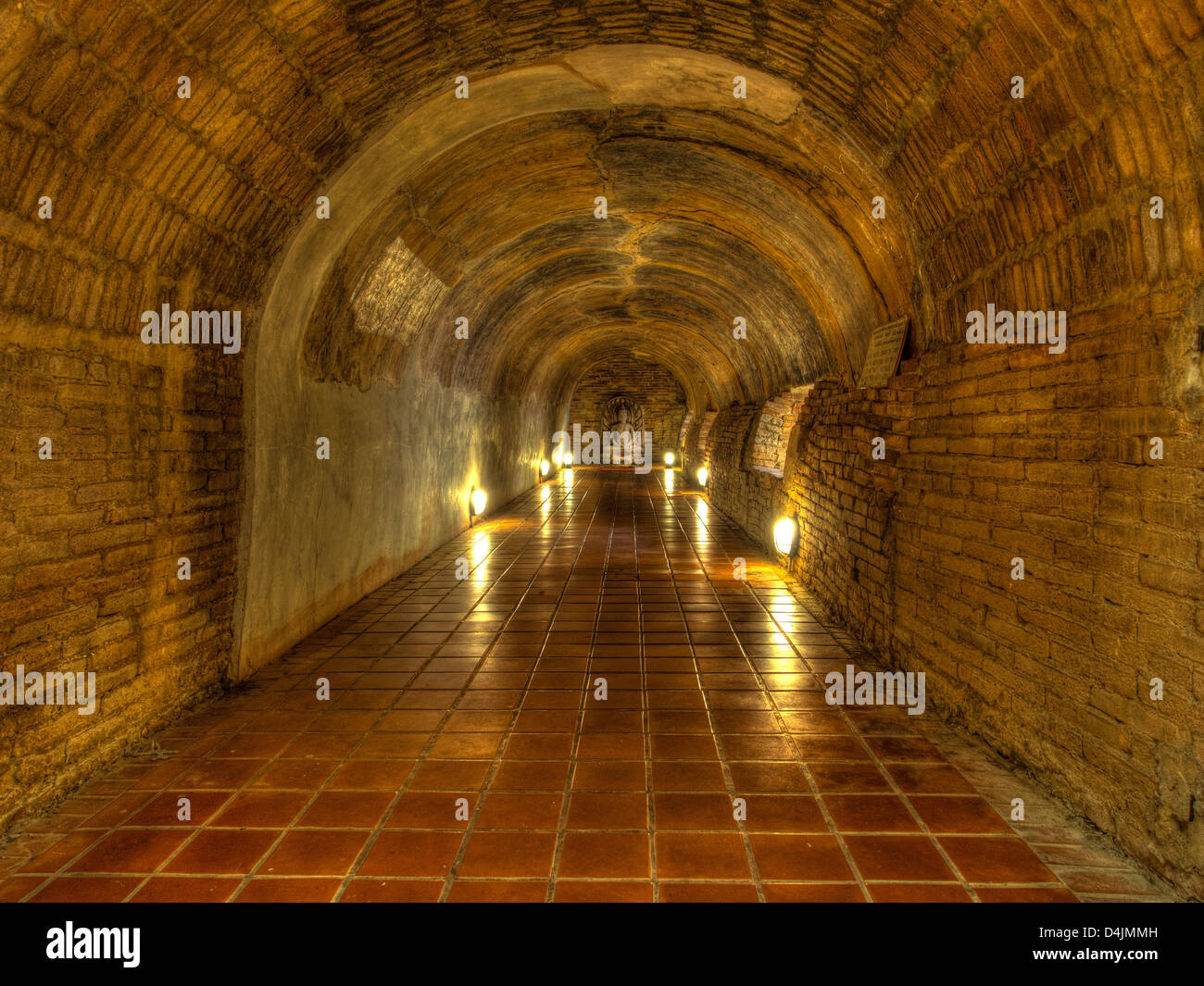 Buddha statue in an underground tunnel in temple Wat U Mong in Chiang ...