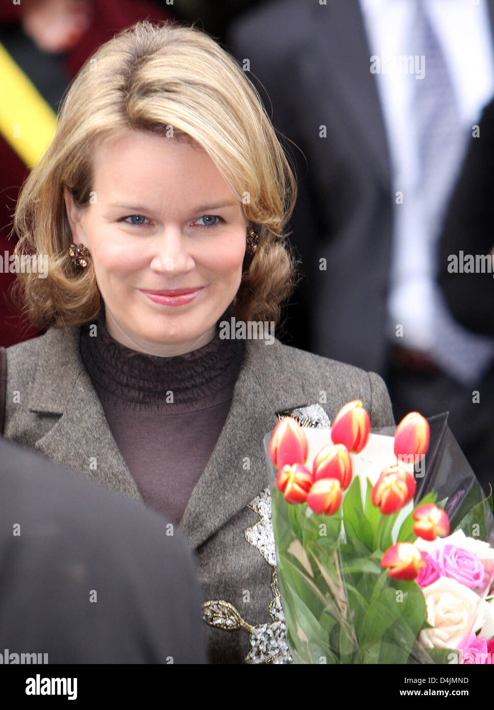 Crown Princess Mathilde of Belgium visits the new Braille museum on the ...