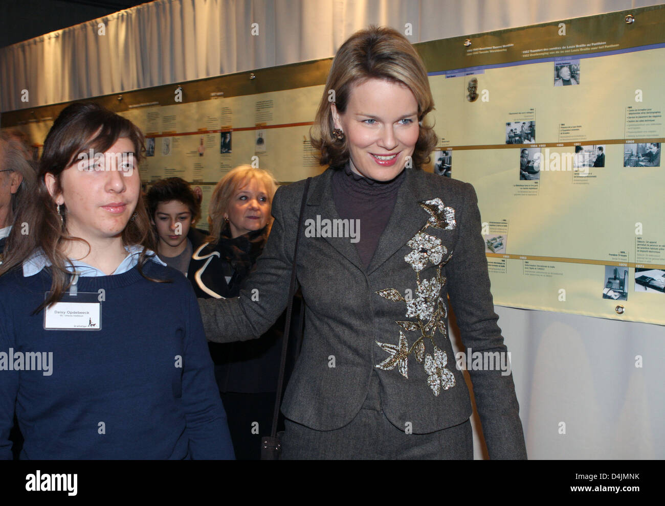 Crown Princess Mathilde of Belgium (R) visits the new Braille museum on ...