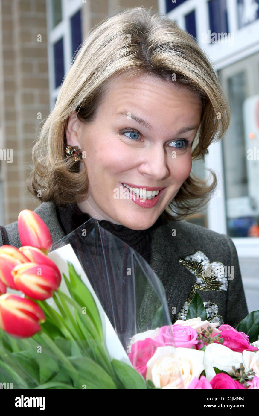 Crown Princess Mathilde of Belgium visits the new Braille museum on the ...