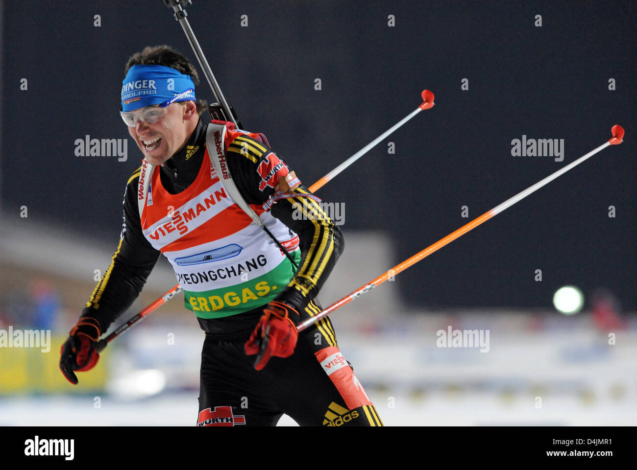 Michael Greis is pictured during the 4x6 kilometres mixed relay ...