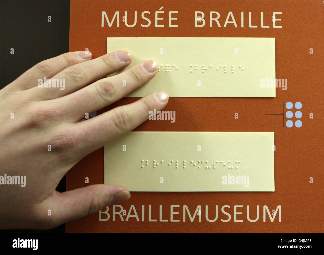 The lettering ?braillemuseum? pictured during the visit of Crown ...