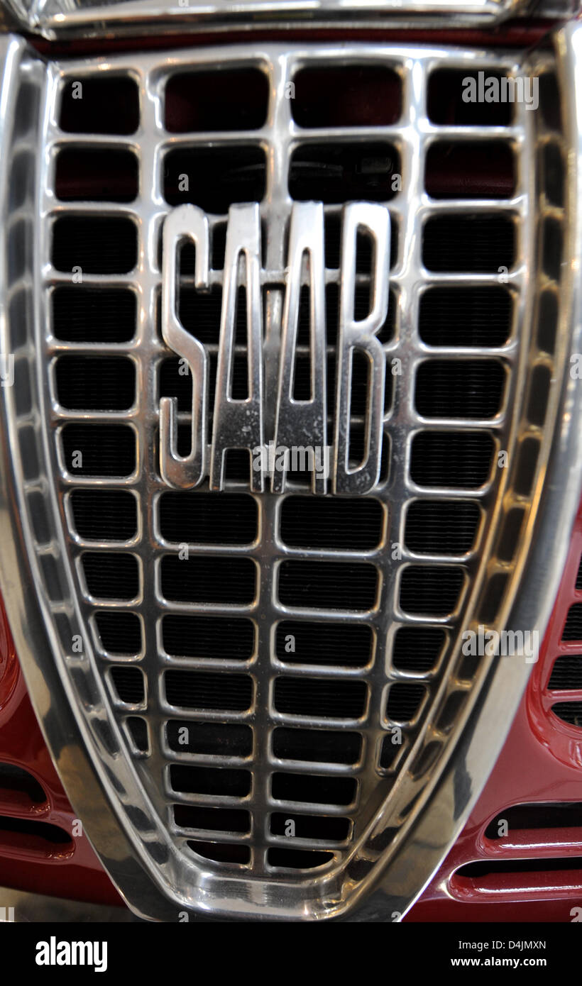 The picture shows a Saab logo on a Saag 96 (built in 1966) in Munich ...