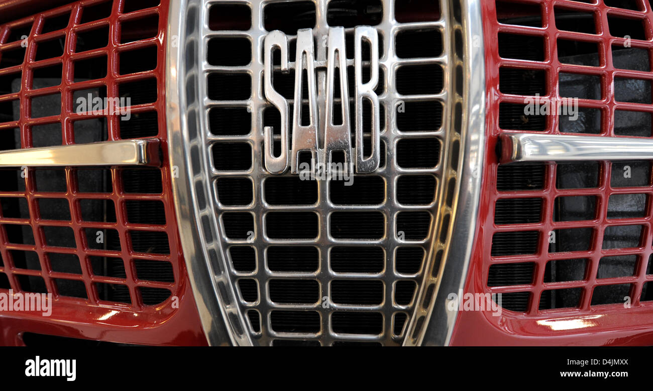 The picture shows a Saab logo on a Saag 96 (built in 1966) in Munich ...