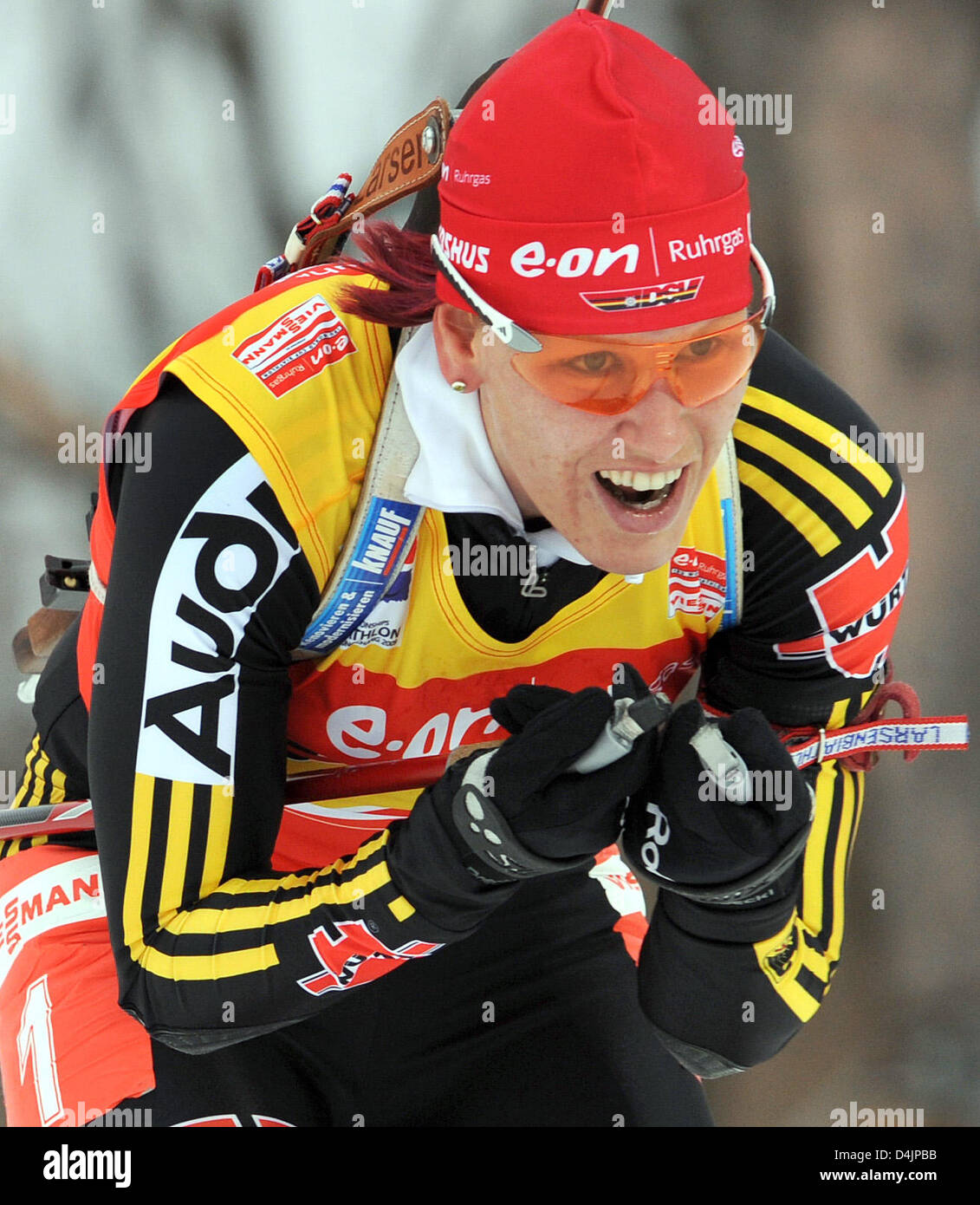 German biathlete Kati Wilhelm is pictured in action during the women?s ...