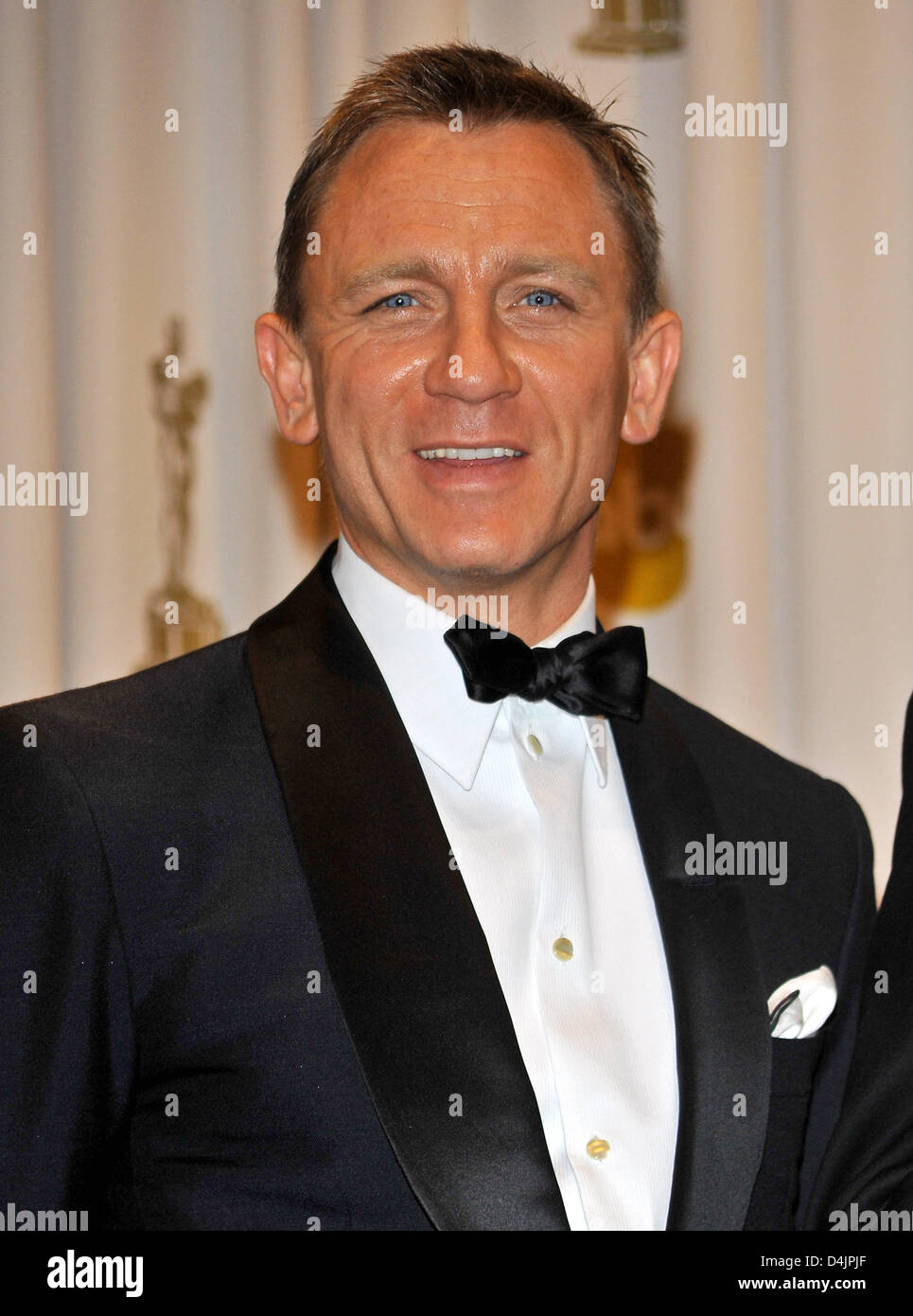 British actor Daniel Craig poses in the press room during the 81st ...