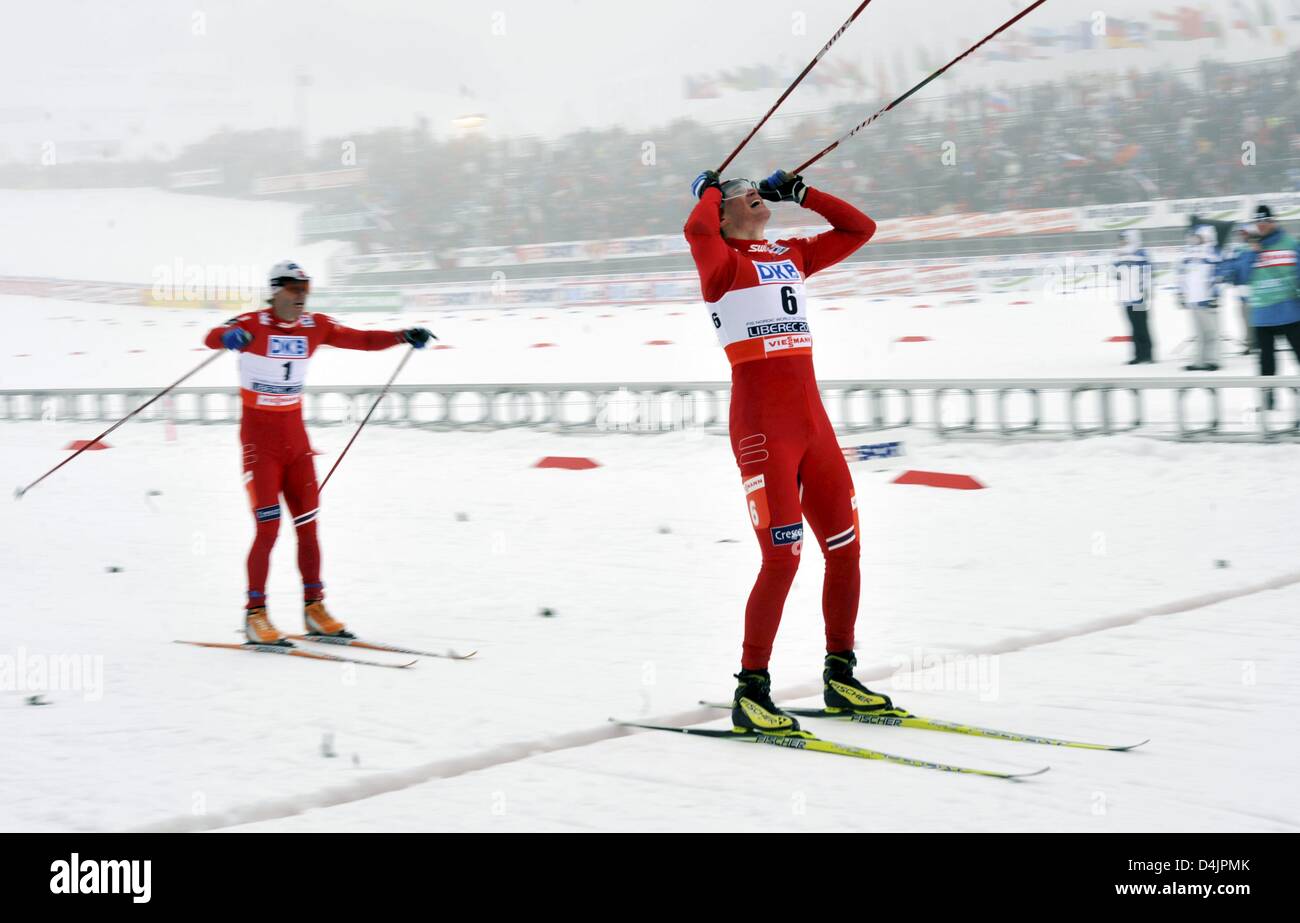 Norway?s Ola Vigen Hattestad (R) celebrates ahead of countryman Johan ...
