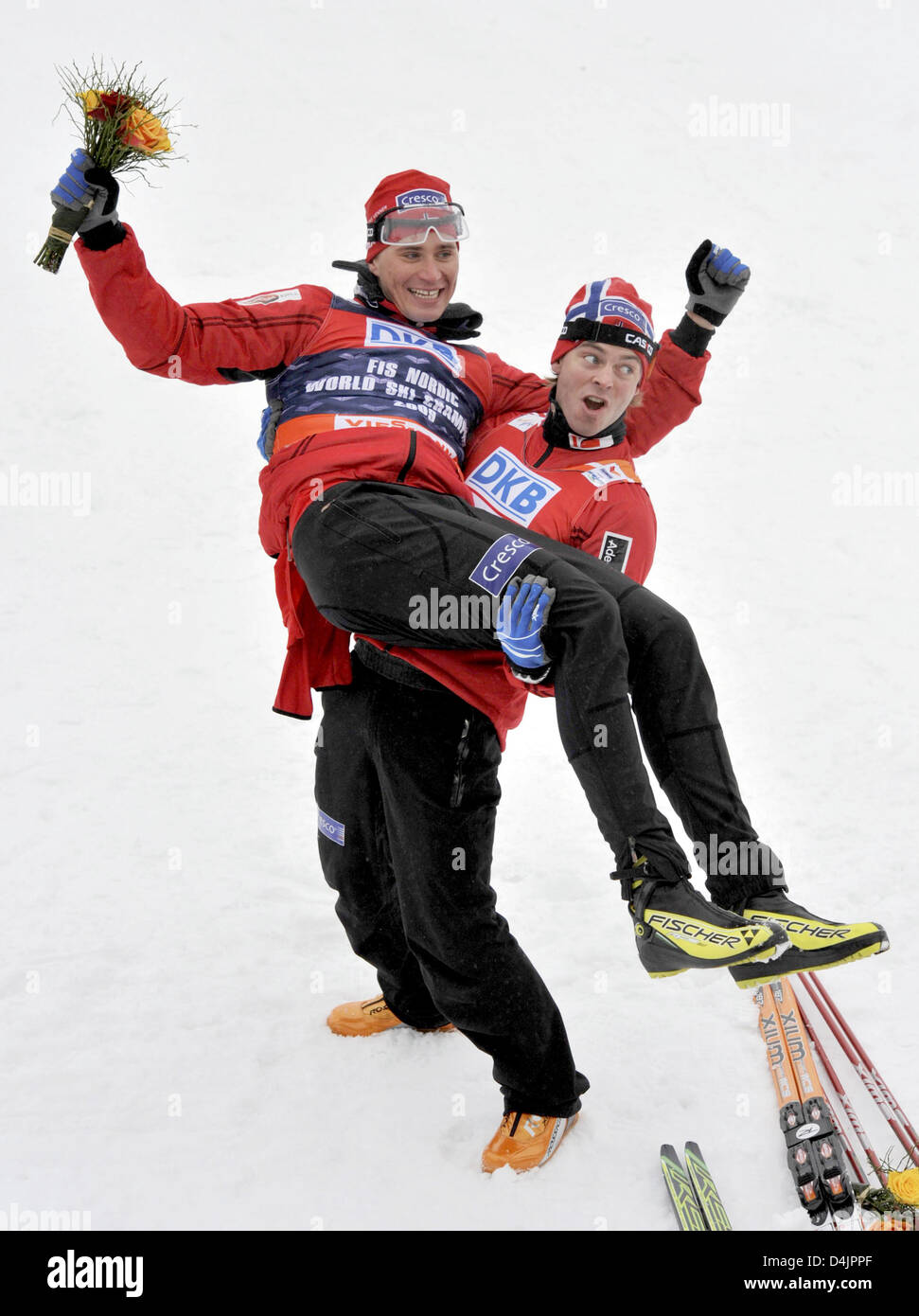 Winner Ola Vigen Hattestad (L, top) of Norway and second placed ...