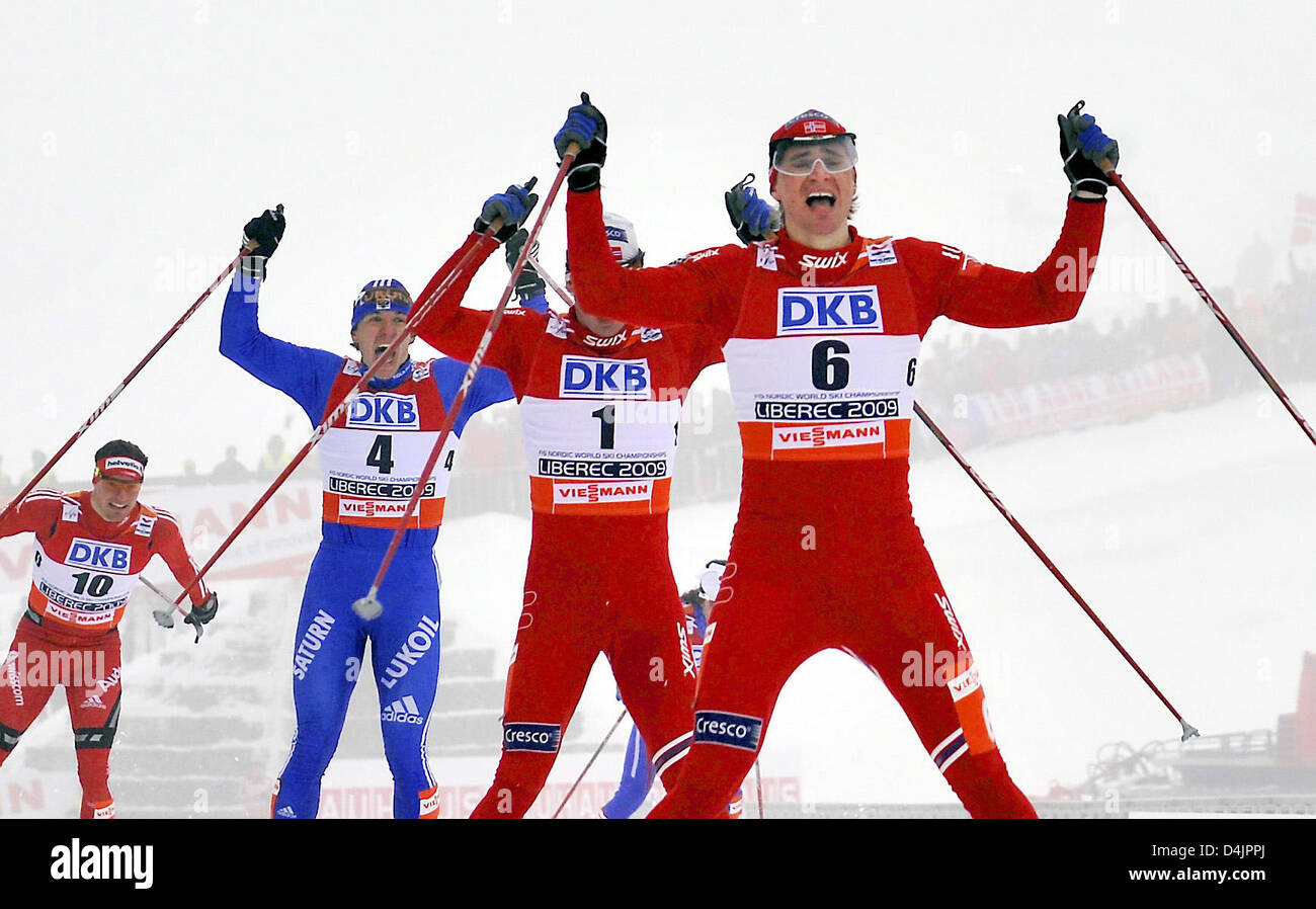 Norway?s Ola Vigen Hattestad (R) celebrates ahead of countryman Johan ...