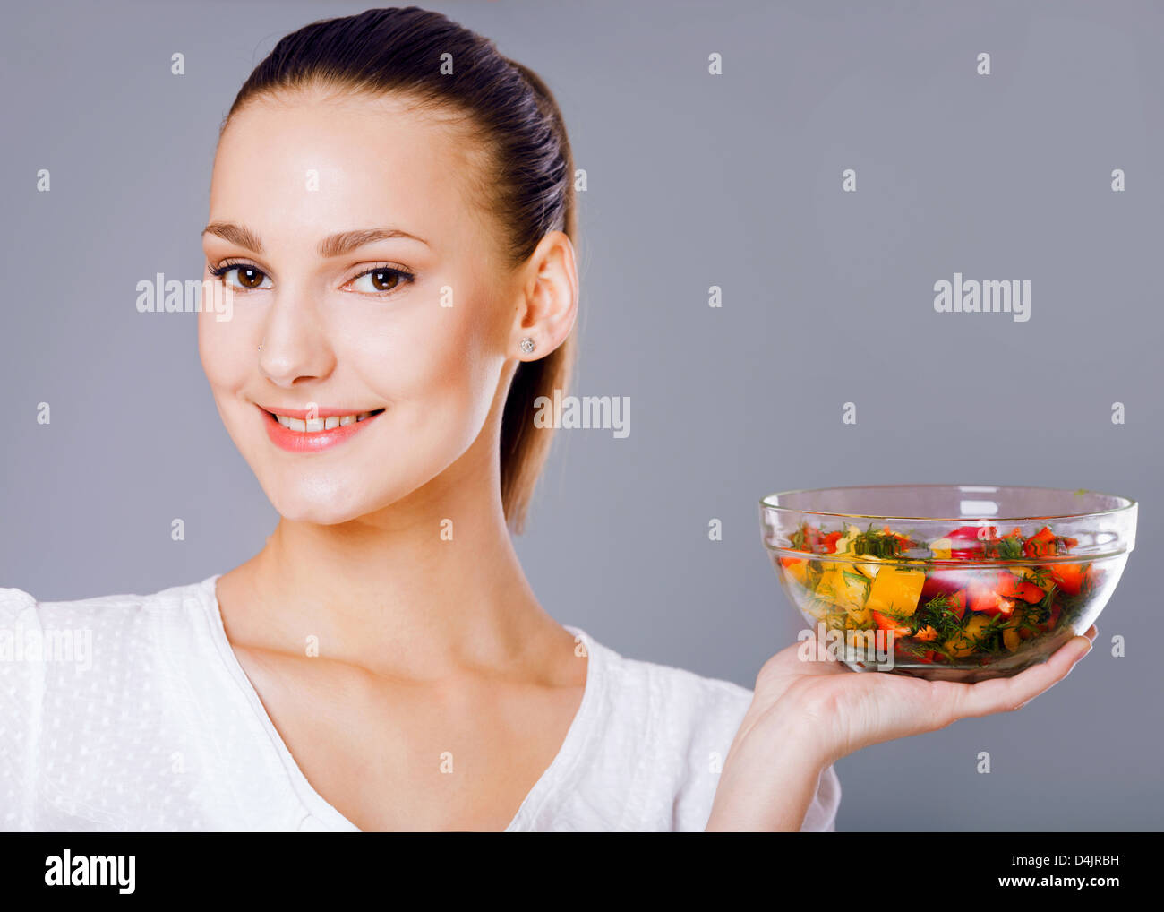 A beautiful girl eating healthy food Stock Photo - Alamy