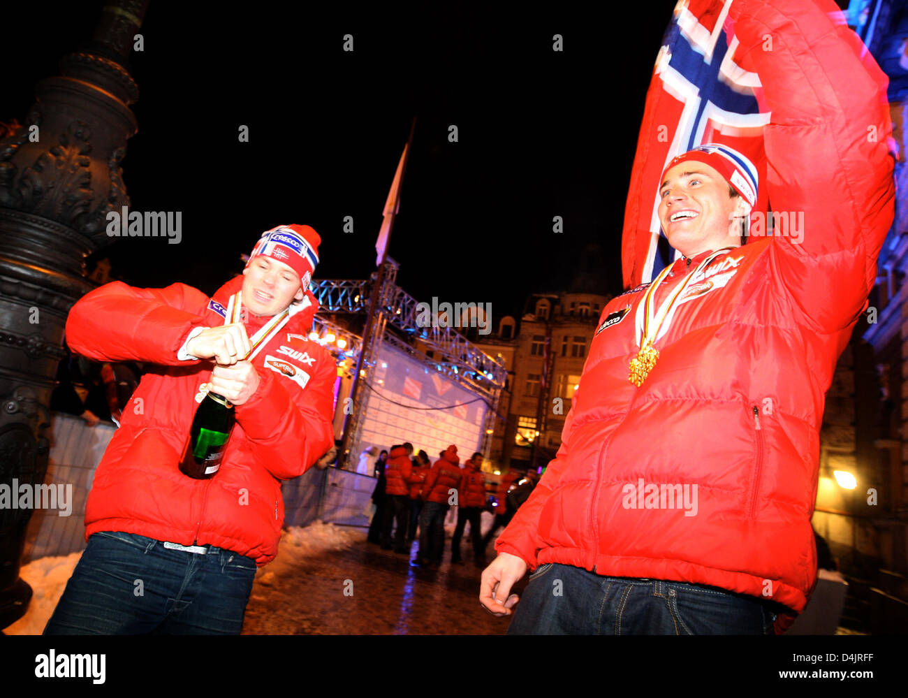 Norwegian athletes Ola Vigen Hattestad (R) and his team mate Johan ...