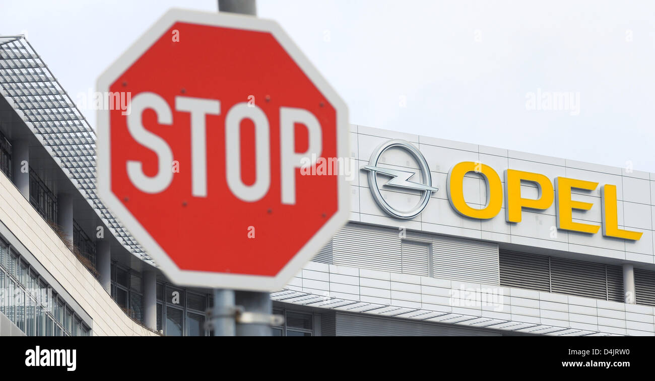 Astop sign pictured at the company?s headquarters in Ruesselsheim ...