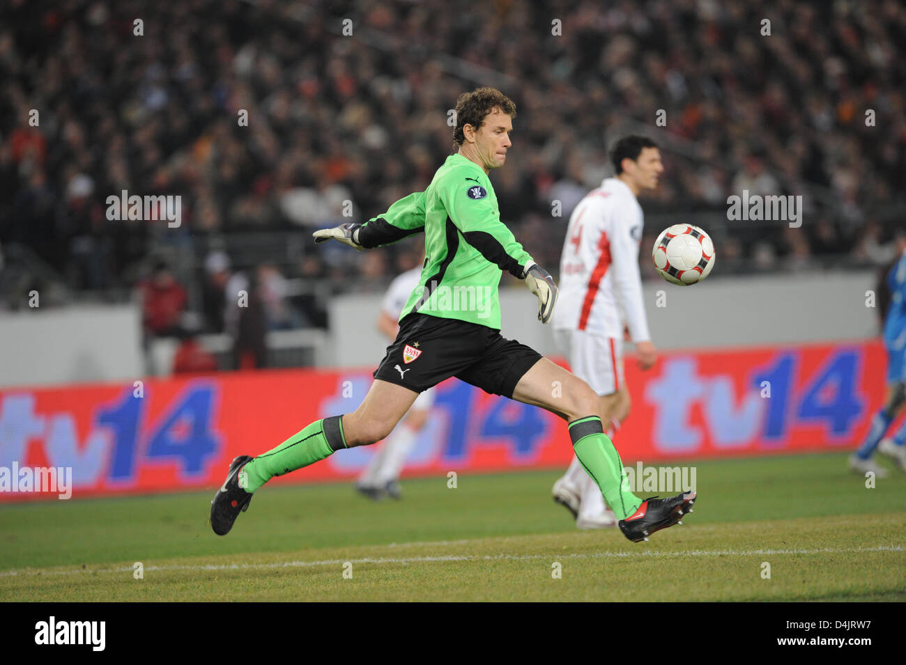 Stuttgart?s goalie Jens Lehmann seen in action during the UEFA Cup ...