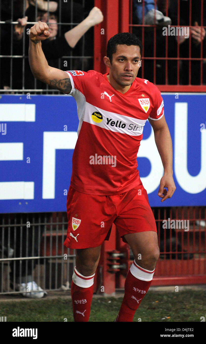 Stuttgart?s Elson celebrates his 1-0 score during the Bundesliga match ...