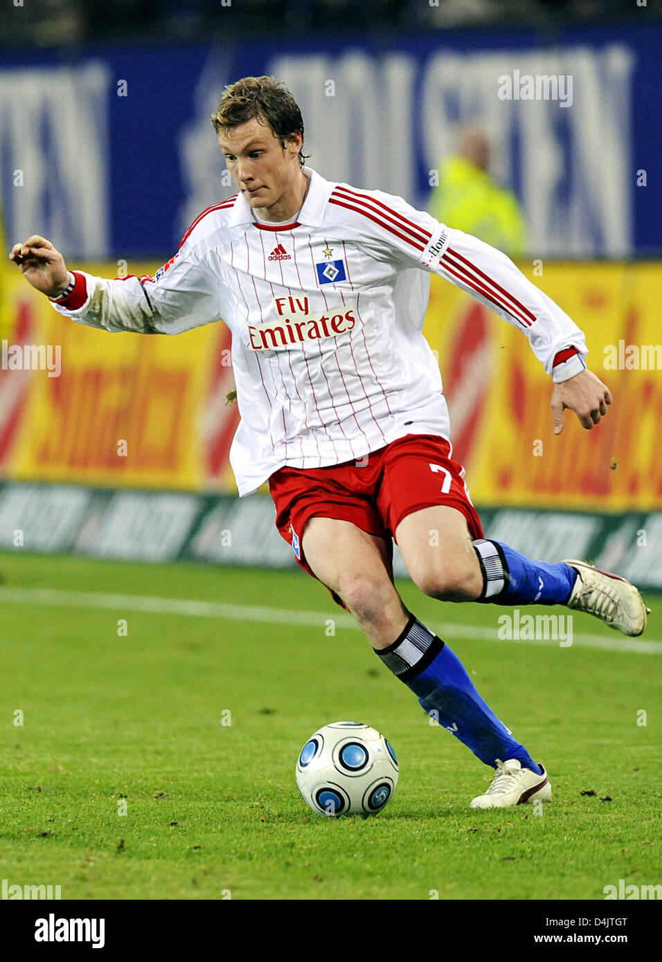 Hamburg?s Marcell Jansen seen in action during the Bundesliga match ...