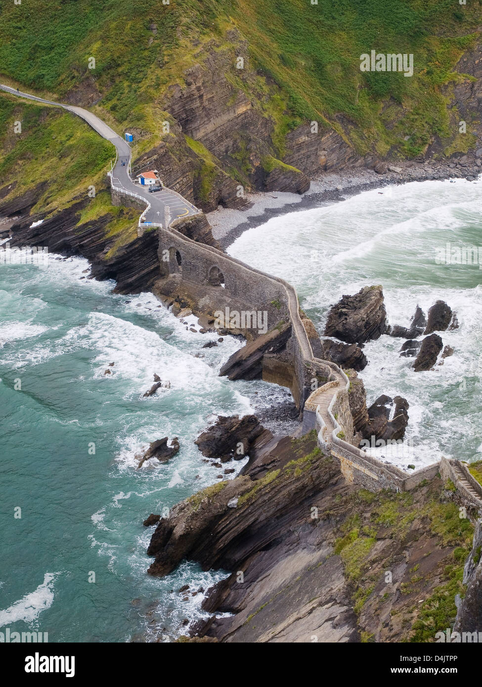 Stone bridge in San Juan de Gaztelugatxe, Basque Country, Spain Stock ...