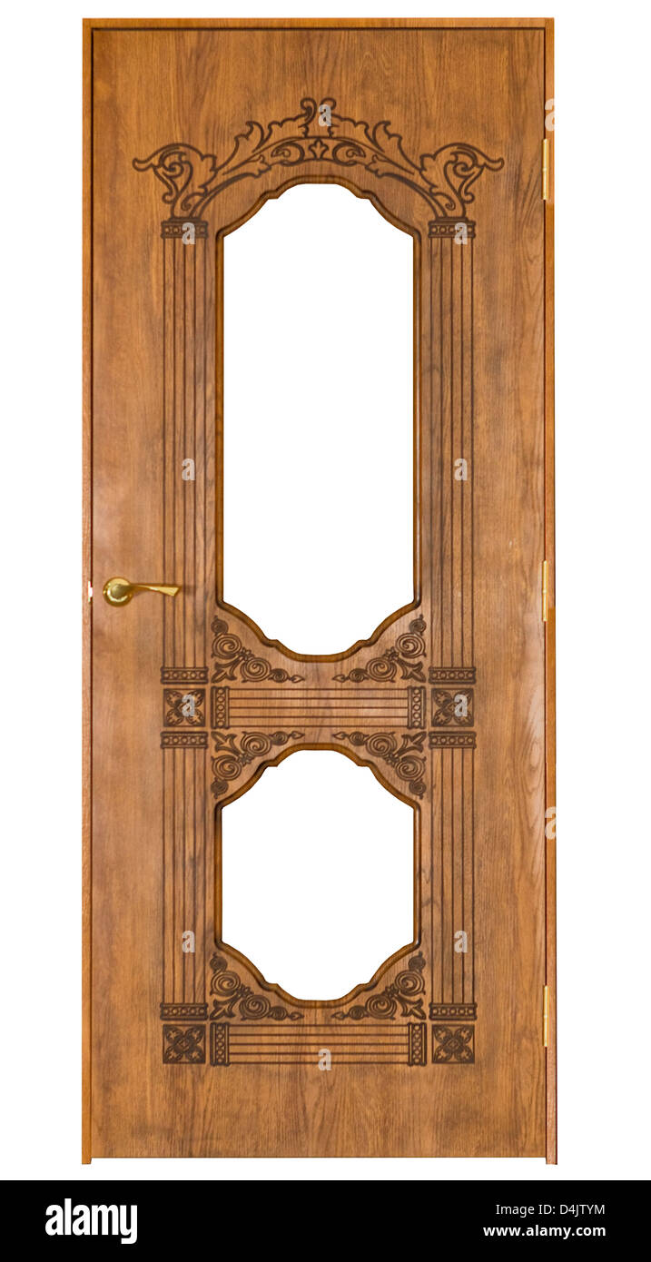 Frontal image of a closed door, isolated on white background Stock ...