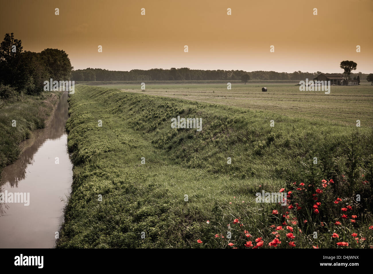 Still creek in rural landscape Stock Photo - Alamy