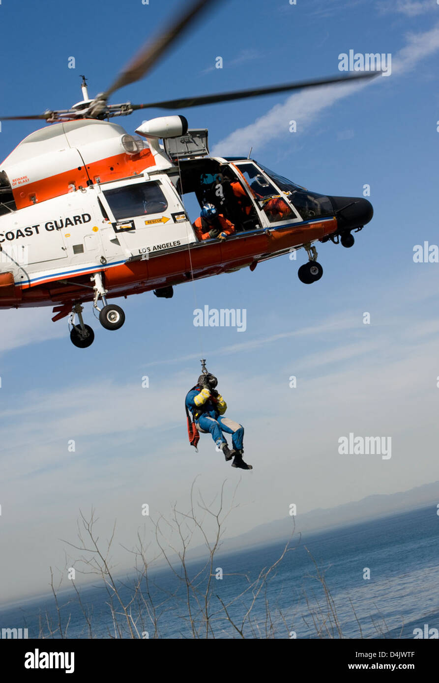 U.S. Coast Guard personnel conduct cliff rescue training to enhance ...