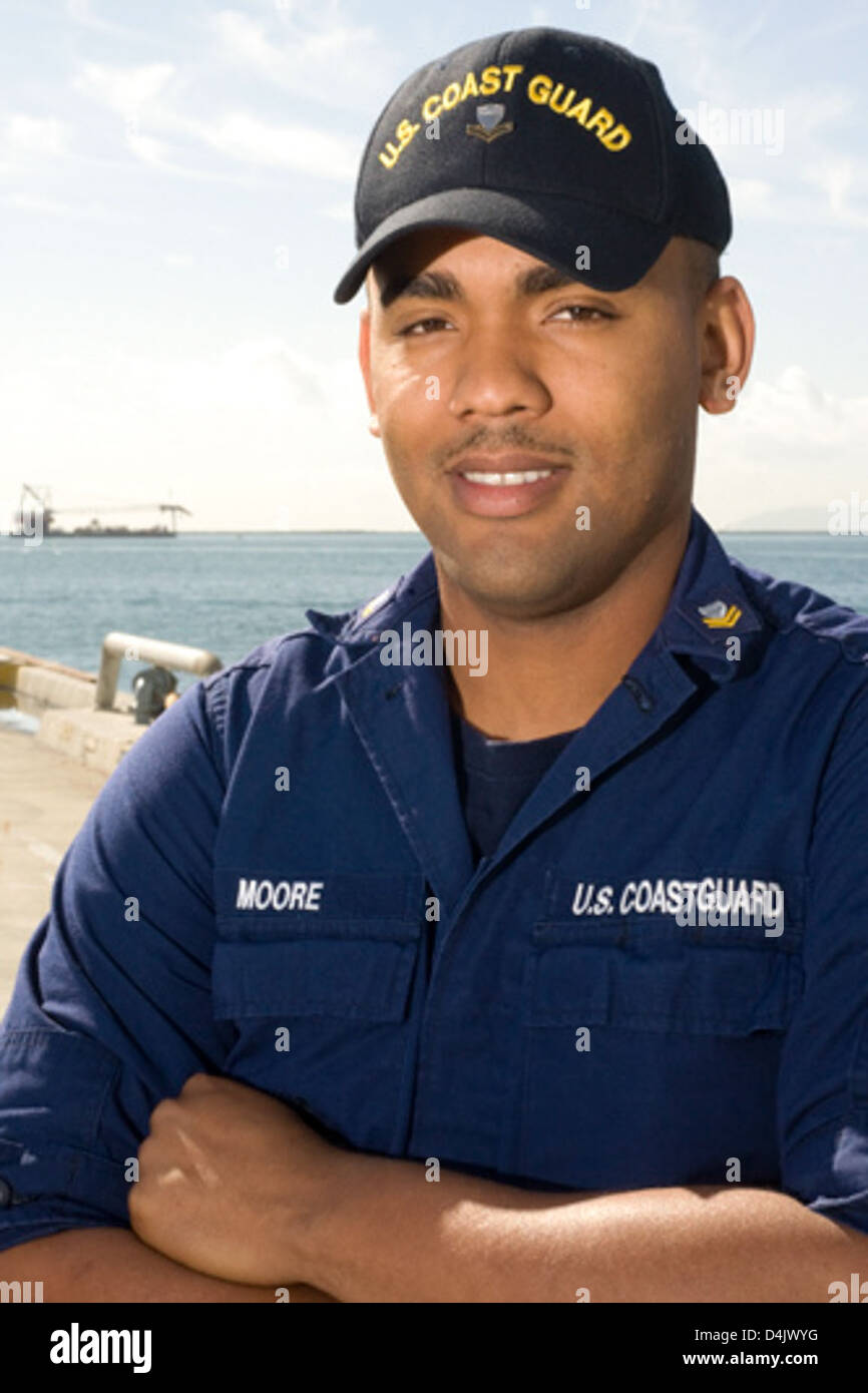 Petty Officer 2nd Class Darrell Moore, a U.S. Coast Guard member, was ...