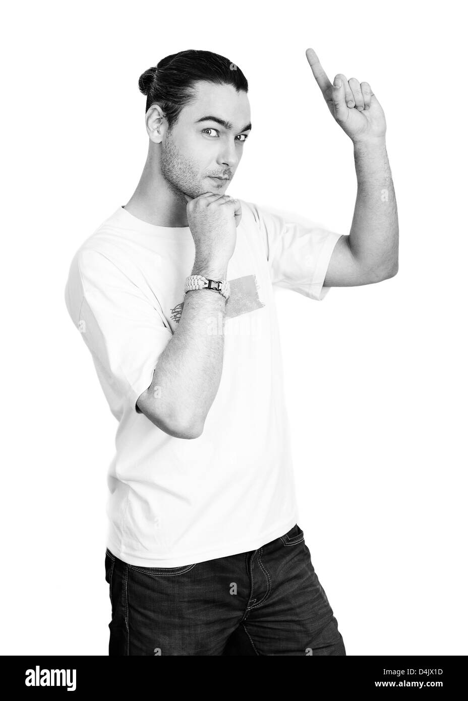 Young happy man. Isolated over white background Stock Photo - Alamy