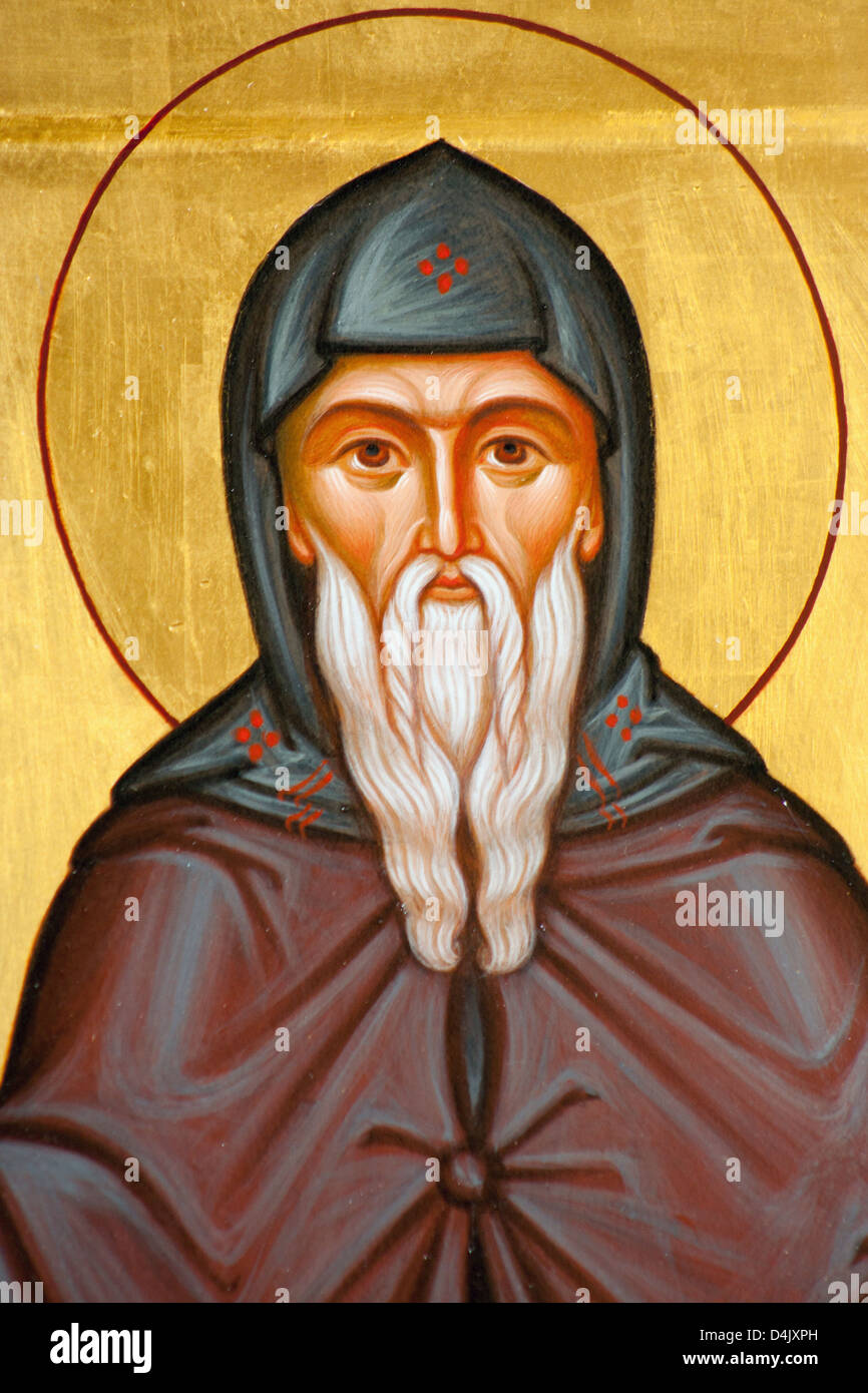 Saint Nicolas Orthodox religious icons fragment Stock Photo - Alamy
