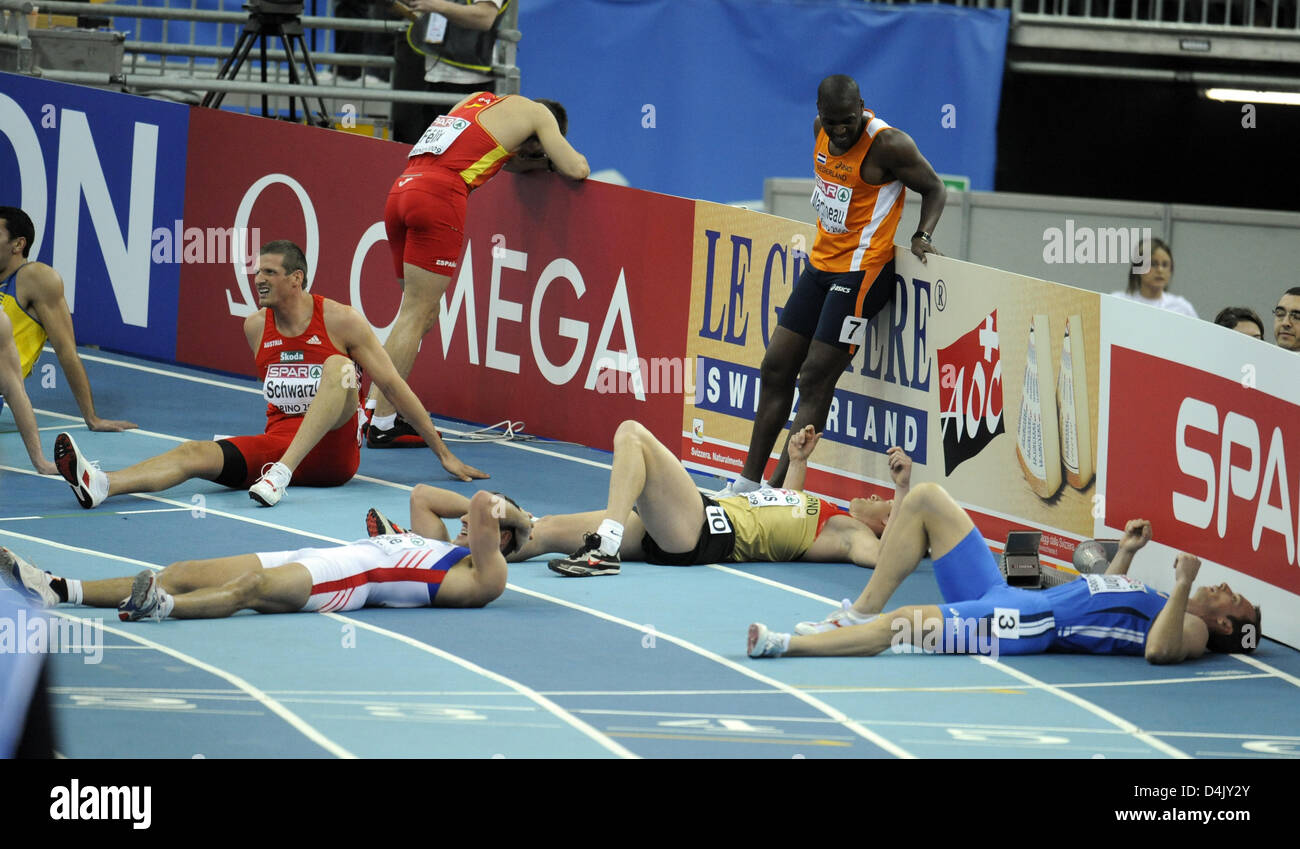 Heptathletes are exhausted after the 1,500m of the Heptathlon ...