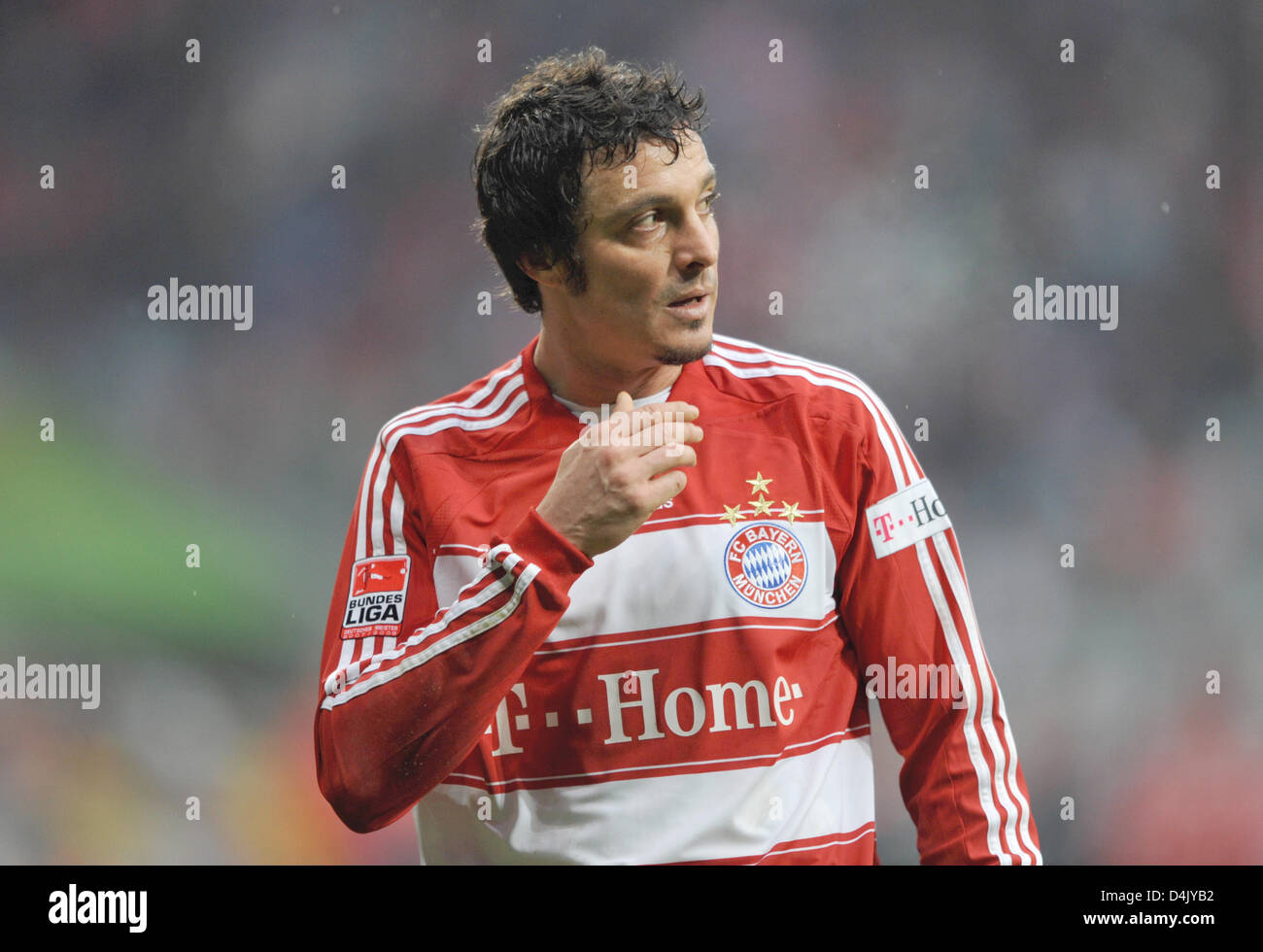 Munich?s Massimo Oddo gestures during the German Bundesliga match FC ...