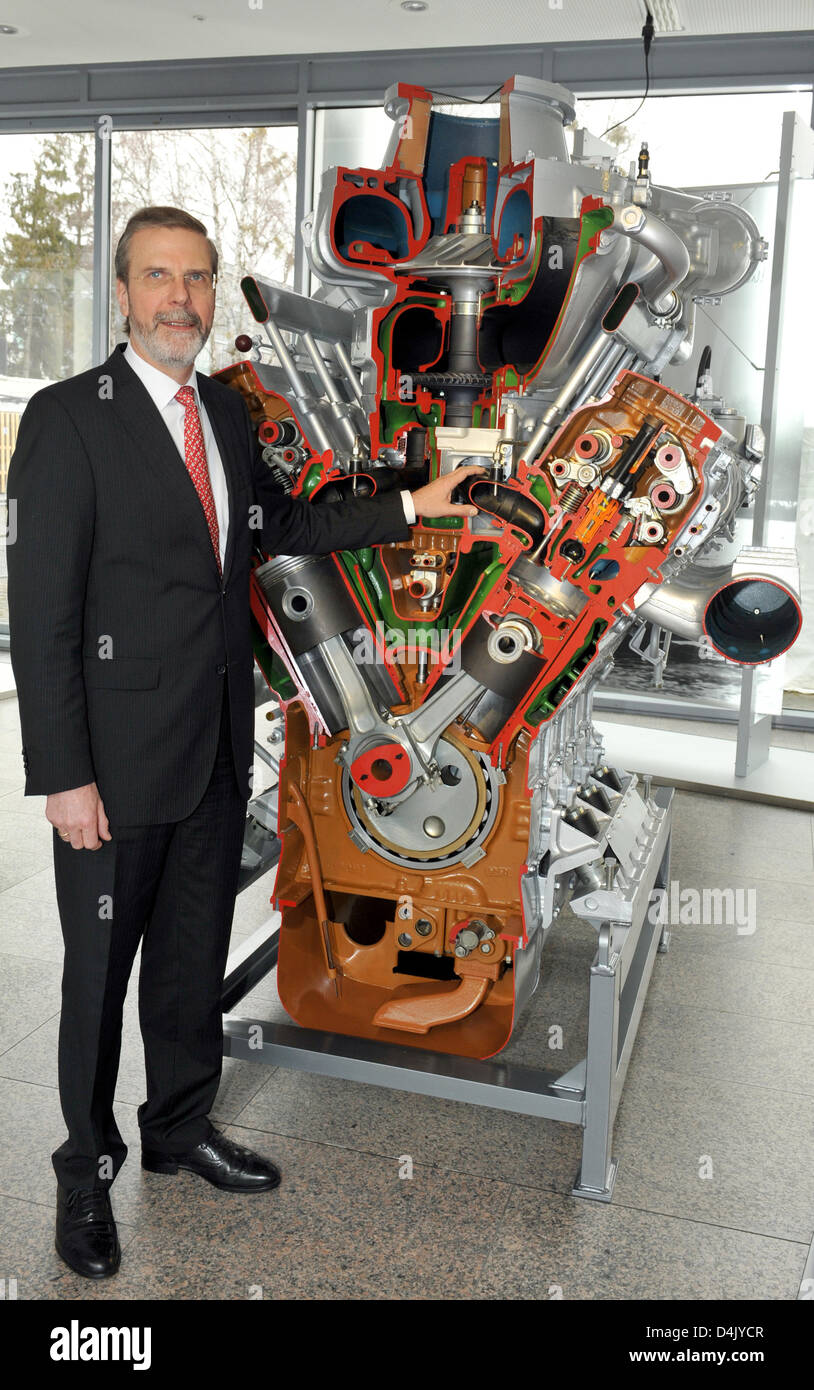 Volker Heuer, CEO of diesel engine group ?Tognum AG?, poses in front of ...