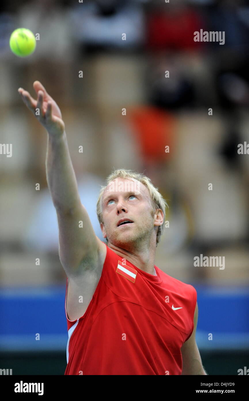 Austrian Stefan Koubek seen in action during the fourth single match ...