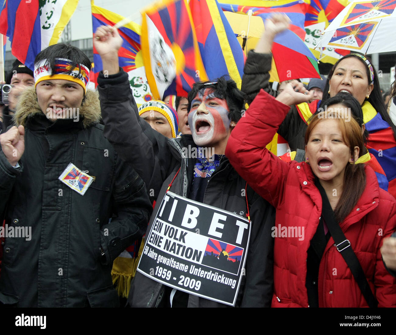 Tibet activists stage a rally on the 50th anniversary of the 10 March ...