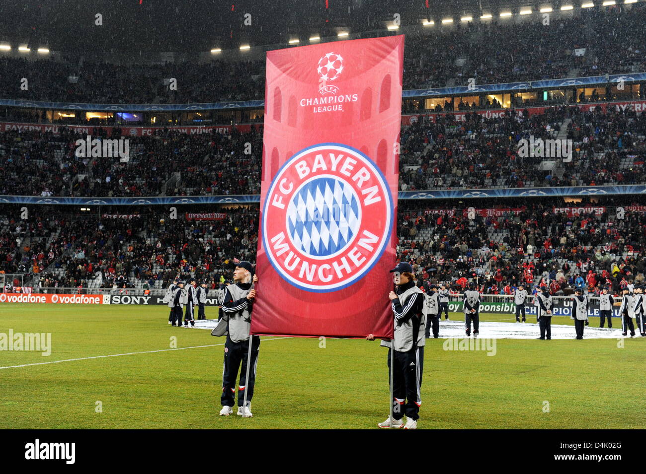 The picture shows Bayern Munich?s Champions League banner prior to the ...